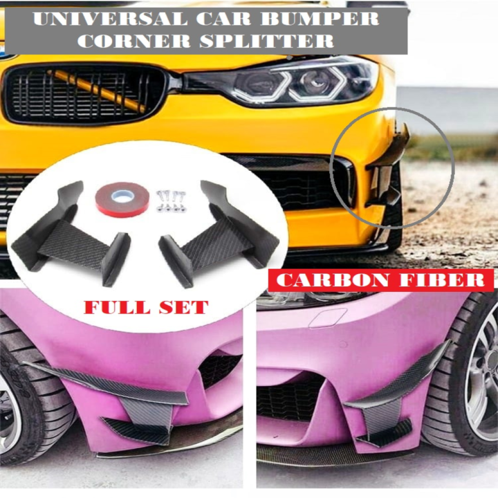 Car Bumper Protector Rubber Carbon Fiber Front Rear Bumper Lip Car Side ...