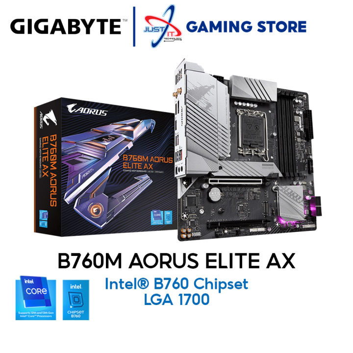 เมนบอร์ดเกมมิ่ง GIGABYTE B760M AORUS ELITE AX DDR5 / D5 LGA1700 ...