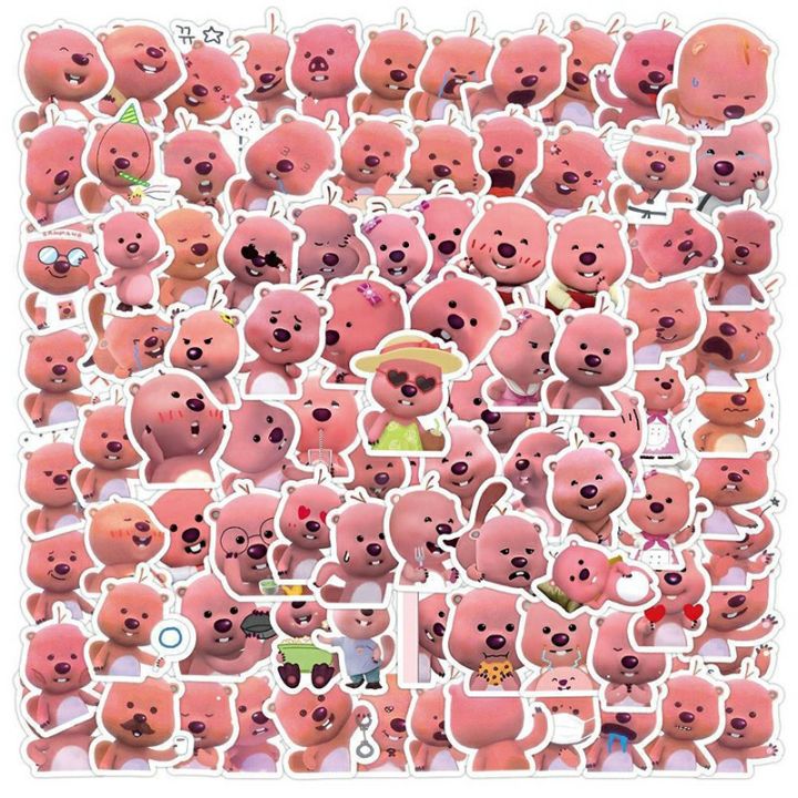 Loopy Little Beaver Sticker Cute Expression Sticker Notebook Decorative ...