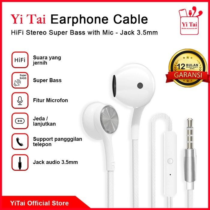 BCD - HEADSET YI THAI Y23 POWERFULL BASS HANDSFREE JACK 3.5MM Y23 | Lazada Indonesia