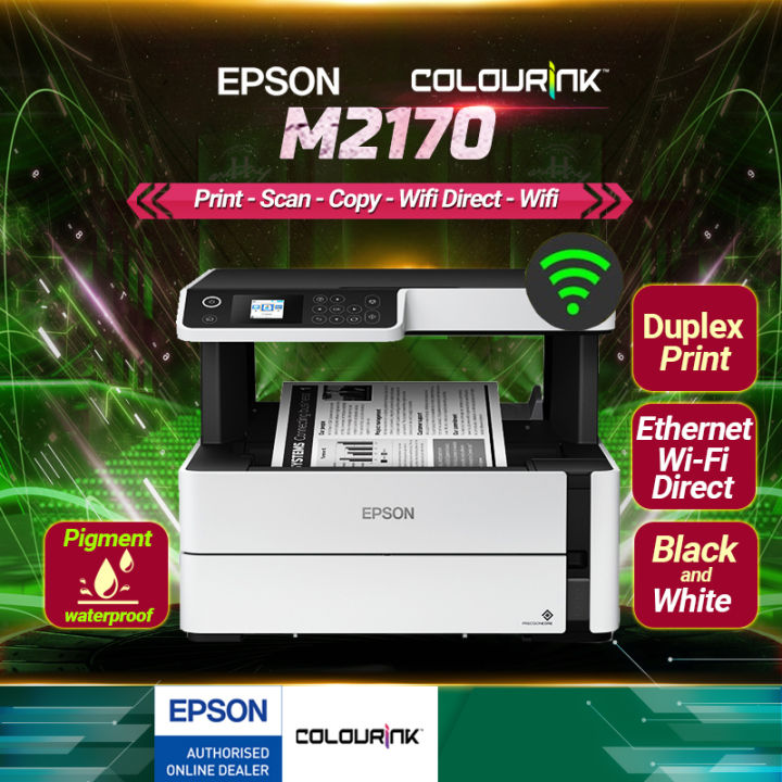 Epson EcoTank M2170 A4 Print Scan Copy Mono Refill Ink Tank Printer ...