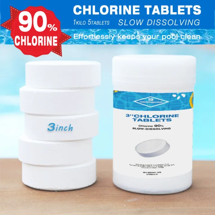 3 Inch 90% Chlorine Tablets for Swimming Pool Slow Dissolving 1 Bottle ...