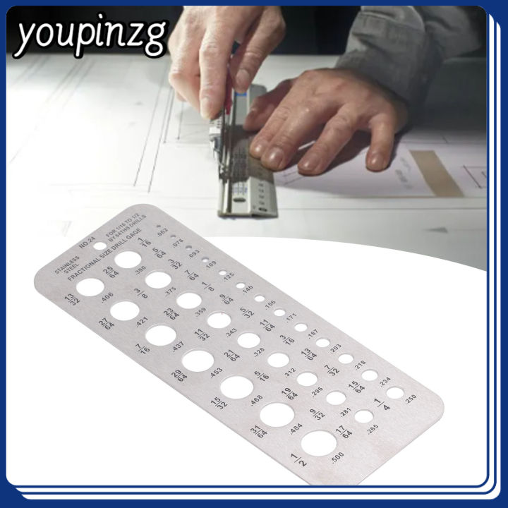 [youpinzg] Fractional Size Drill Gauge 1 16‑1 2in Stainless Steel Bolt
