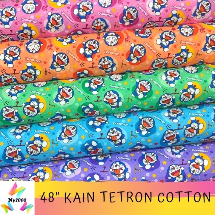 Kain Tetron Cotton TC (Polyester) Corak Doraemon (Bidang 48") | Lazada