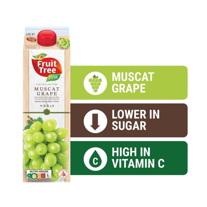 F&N Fruit Tree Fresh Muscat Grape Juice Drink With Aloe Vera Bits 946ML ...