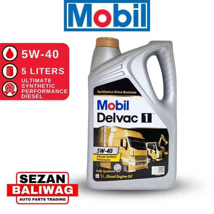 MOBIL 5W-40 FULLY SYNTHETIC MOBIL DELVAC 1 DIESEL ENGINE OIL 5 LITERS ...