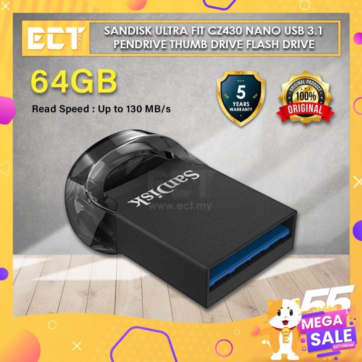 Sandisk Ultra Fit CZ430 Nano 64GB 128GB 256GB 512GB USB 3.1 Pendrive ...