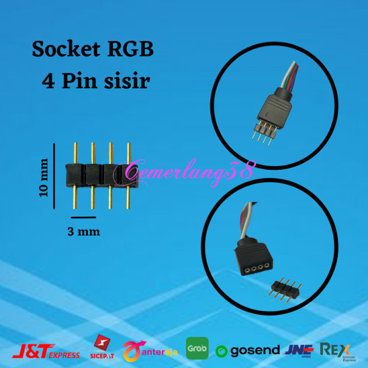 Soket Connector / Konektor Male 4 Pin Sisir LED Strip RGB 3528 / 5050 ...