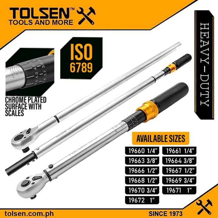 Tolsen Micrometer Torque Wrench w/ Reversible Ratchet (1/4" | 3/8" | 1/ ...