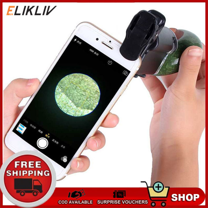 Elikliv 60X-100X Handheld Pocket Microscope, LED Lamp Light Zoom ...