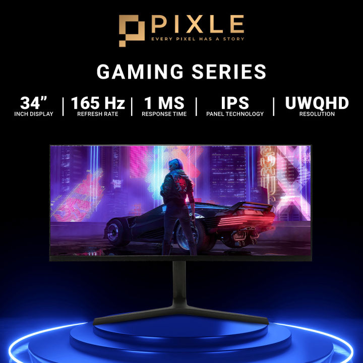 PIXLE Gaming/Productivity Monitor 34 inch | 34" 4K UWQHD 165Hz 1ms Flat ...