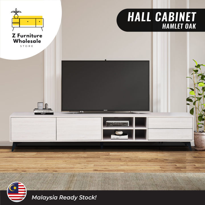 Minimalist Selsey TV Cabinet Melamine Oak Walnut Color Handle Less Design Kabinent TV 8 Kaki L240 x D40 x H47.4CM 8FT Seley Tv Unit Television Cabinet With Door Lazada Lazada
