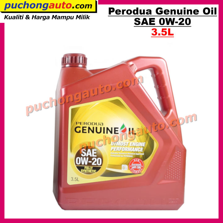 ORIGINAL Perodua 0W-20 3.5L Fully Synthetic Engine Oil 0W-20 Minyak ...
