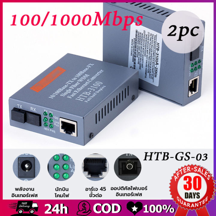NetLINK Gigabit Media Converter 10/100/1000 MBPS HTB-GS-03 (A/B) Fiber Optic 20KM Single-mode ...