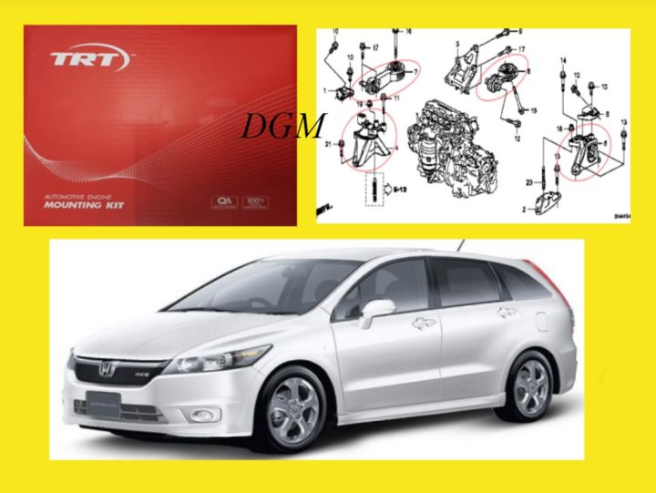 TRT Honda Stream RN6 SMA 1.8cc 2008y Engine Mounting Kit Set (4Pcs ...