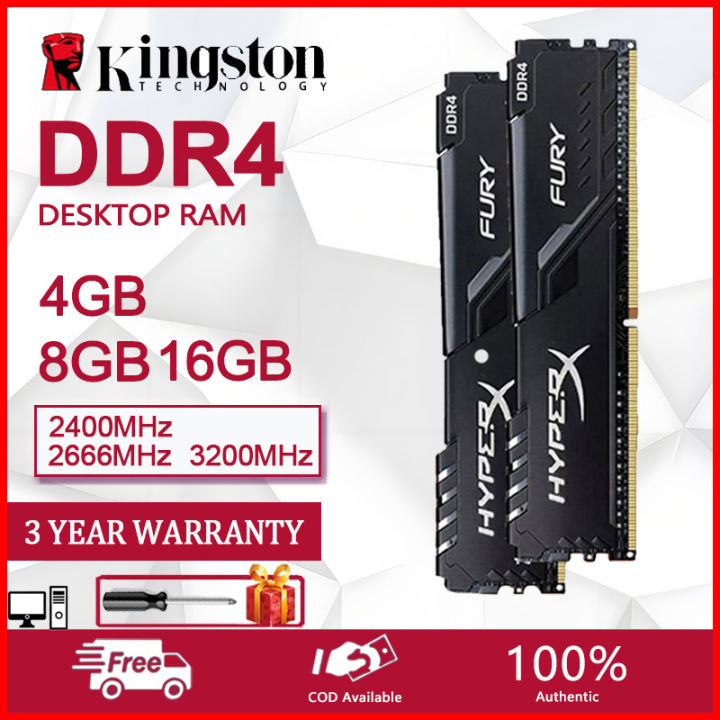 Kingston HyperX Fury DDR4 RAM Desktop 4GB 8GB 16GB 2400Mhz 2666Mhz 3200Mhz CL16 1.2V 288PIN DIMM ...