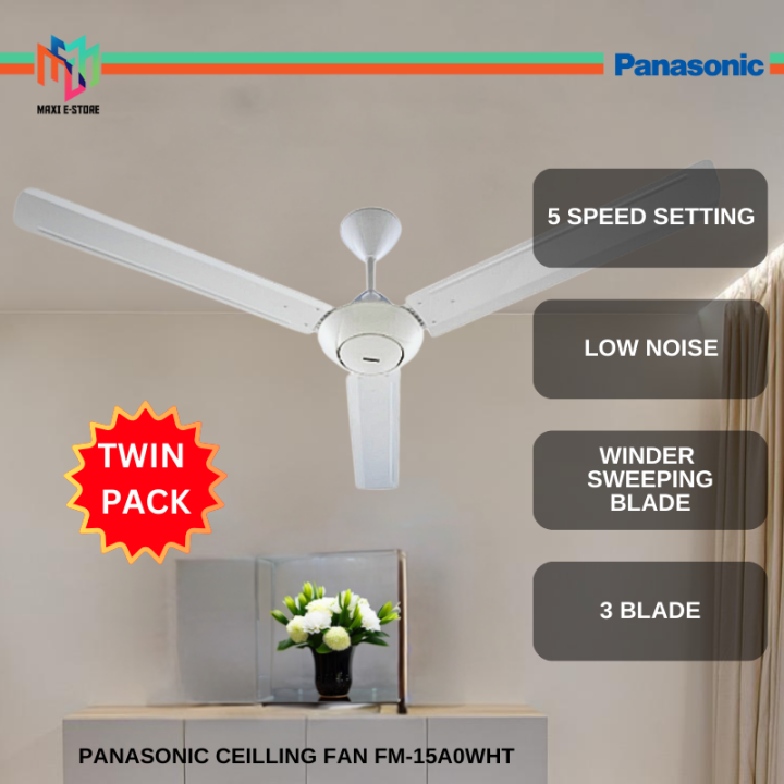 Panasonic F-M15A0VBWH Ceiling Fan 3 Blade 5 Speed Setting FM15A0VBWH ...