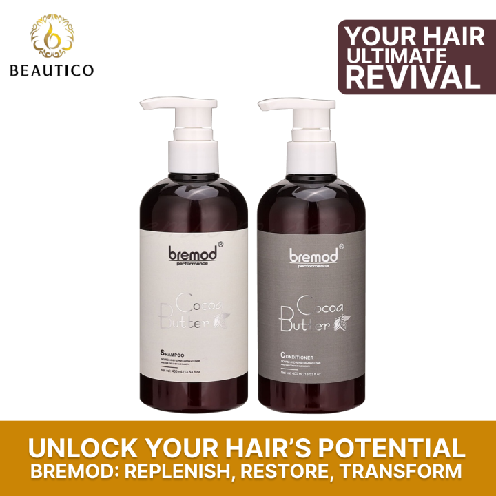 Bremod Cocoa Butter Hair Shampoo & Conditioner 400ml Repair Damage ...