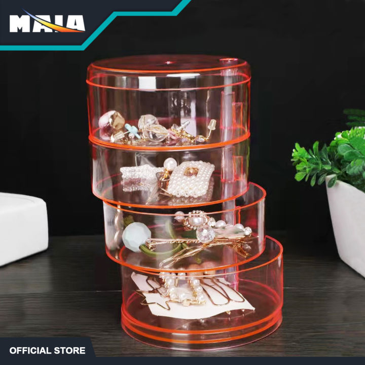 MAIA 4 Layer Transparent Rotating Jewelry Storage Box | Lazada PH