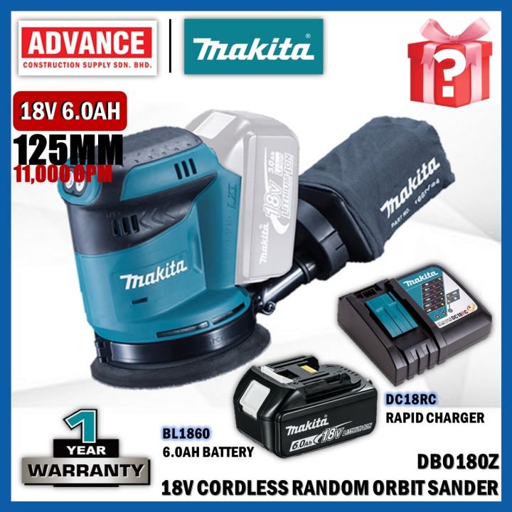 MAKITA DBO180 / DBO180Z 18V Cordless Random Orbit Sander 125MM (5 ...
