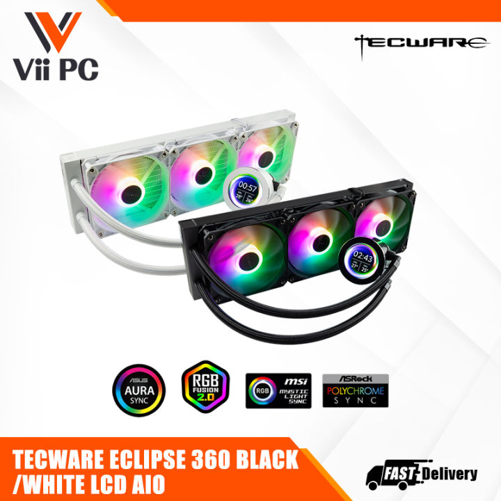 Tecware Eclipse 360 Lcd Aio Liquid Cpu Cooler Black White Lazada