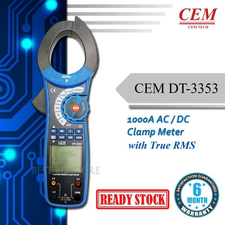 CEM DT-3353 True RMS 1000A AC WATT CLAMP METER (Non-Contact Voltage Detector) | Lazada