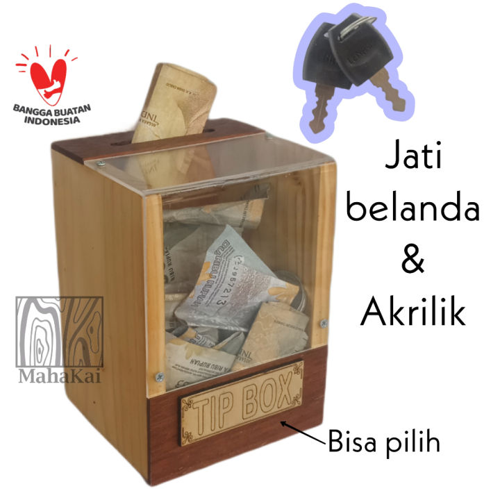 Kotak Tip box kayu celengan kotak saran amal akrilik display box ...