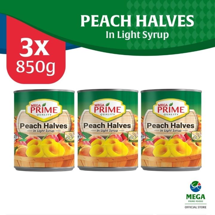 Mega Prime Peach Halve Regular In Heavy Syrup Easy Open Can 850G By 3'S ...