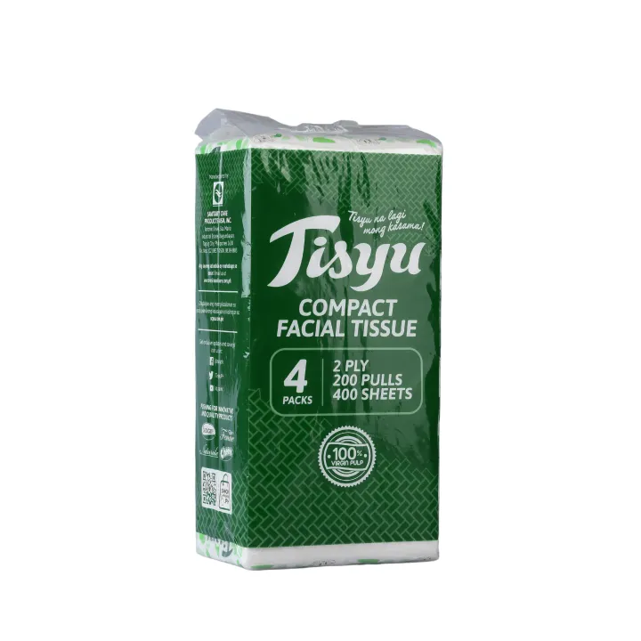 Tisyu Compact Facial Tissue 200-Pulls 2-ply (Pack of 4) | Lazada PH