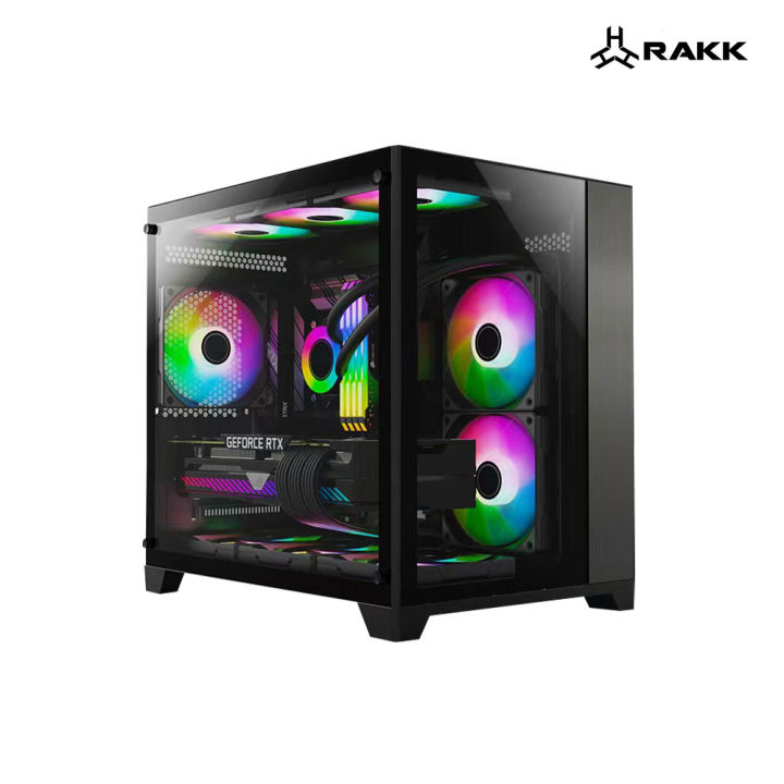 RAKK HAMRUS-M / HAMRUS-M Curved Clear Tempered Glass Gaming PC Case ...