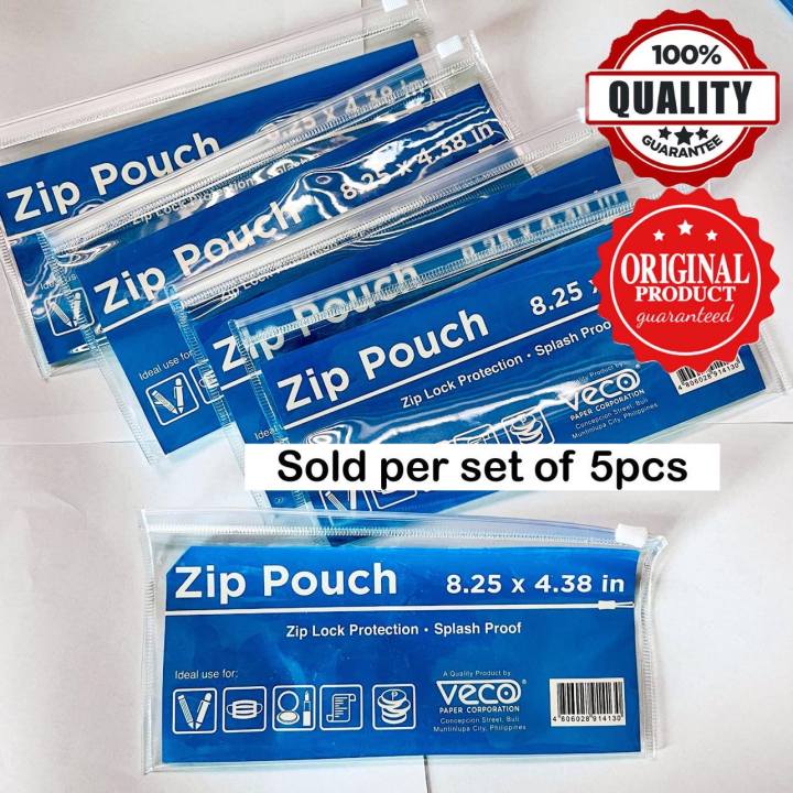 VECO Plastic Envelope Clear Zip Pouch Closure 8.25 inches x 4.38 inches ...