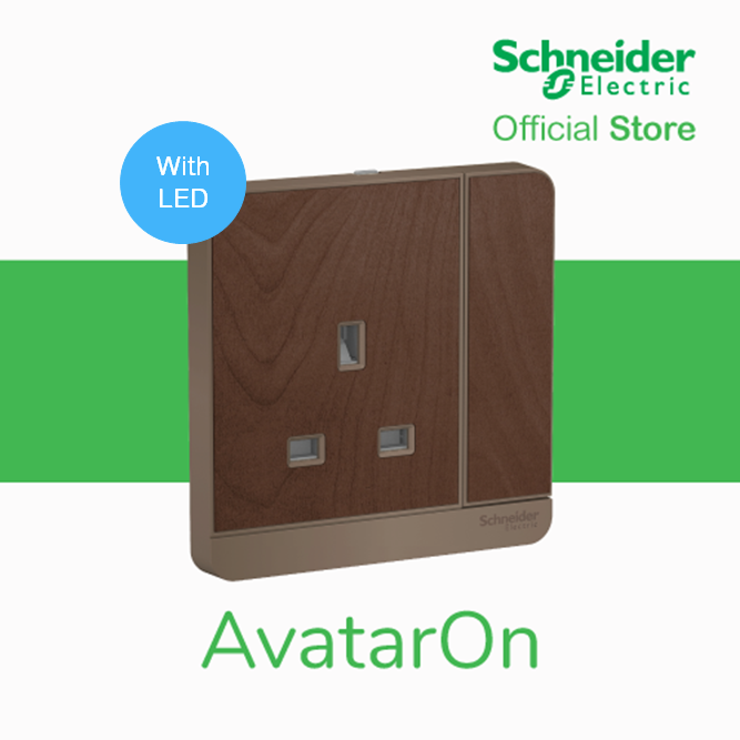 Schneider Electric AvatarOn - 13A 250V 1Gang Switched Socket with neon ...