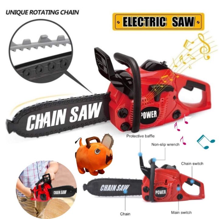 Kids Electric Chainsaw Toy Construction Tool with Realistic Sound ...