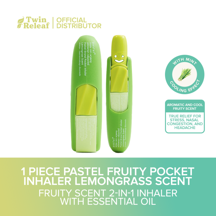 Twin Releaf 2-in-1 Pastel Fruity Lemongrass Scent Pocket Inhaler ...