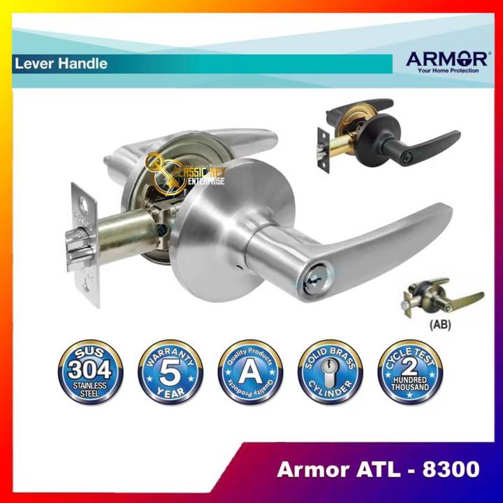 Armor Tubular Lever Handle ATL-8300 Stainless steel Door Lock Armor ...