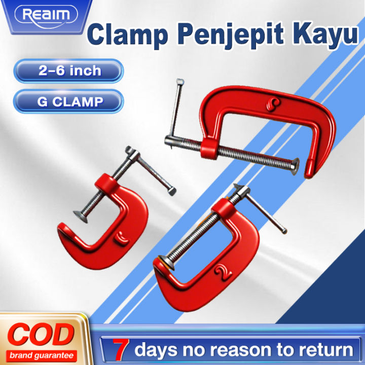 REAIM Clamp Penjepit Kayu 2 - 6 inch G Clamp Metal Tukang Kayu Tukang ...