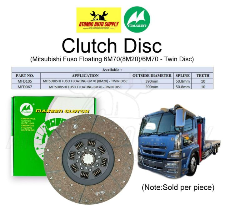MAXEEN CLUTCH DISC FOR MITSUBISHI FUSO FLOATING (MFD105 - FUSO 6M70 ...