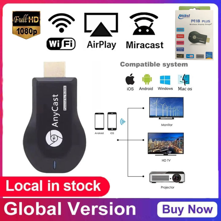 สต็อกท้องถิ่น Anycast M18 Plus HDMI WIFI Display โปรเจคเตอร์สมาร์ททีวี ...