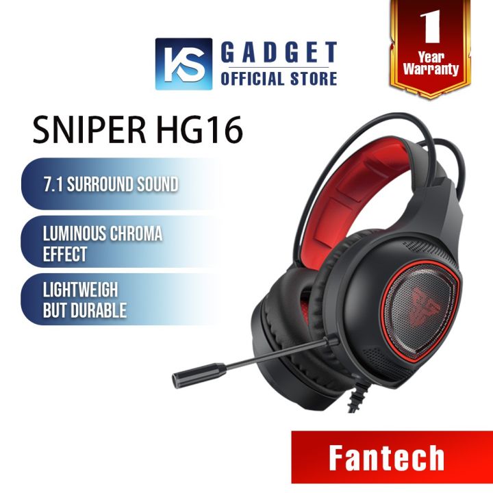 Fantech HG16 Sniper Virtual 7.1 Surround Over-Ear RGB Gaming Headset ...