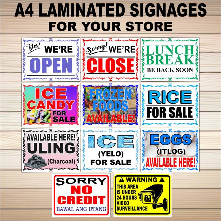 A4 Laminated Signages for your Store | Lazada PH