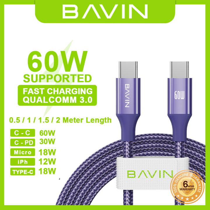 BAVIN CB201 60W/30W/18W/12W/ Super Fast Charging Data Cable Supports QC ...