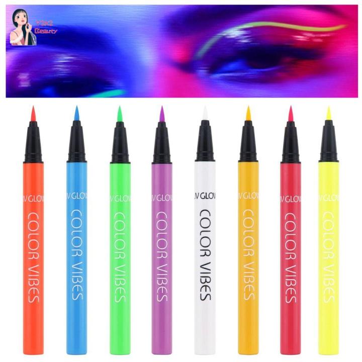 Y2K2อายไลเนอร์ยูวีฟลูออเรสเซ้นท์เข้มสีม่วงเหลืองไม่เปื้อนสีสันสดใสดินสอเขียนขอบตางานศิลปะแบบเพนท ...