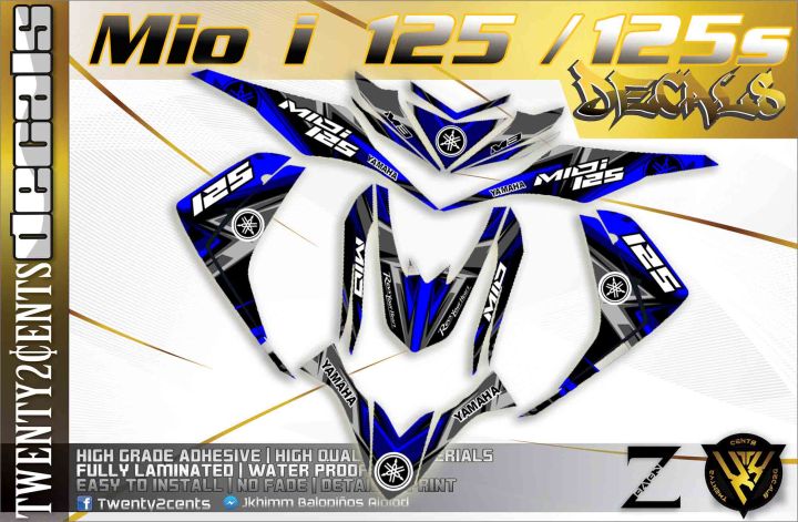 Yamaha Mio i 125 / 125s Decals High-Quality Stickers blue grey (racing ...