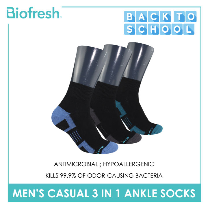 Biofresh Men’s Sweat Absorbent Ankle Lite Thin Casual Socks 3 pairs in ...