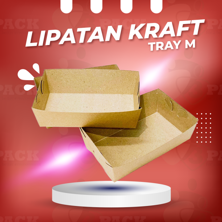 Paper tray lipatan craft M - Box Makanan / Dus Makanan tray coklat ...
