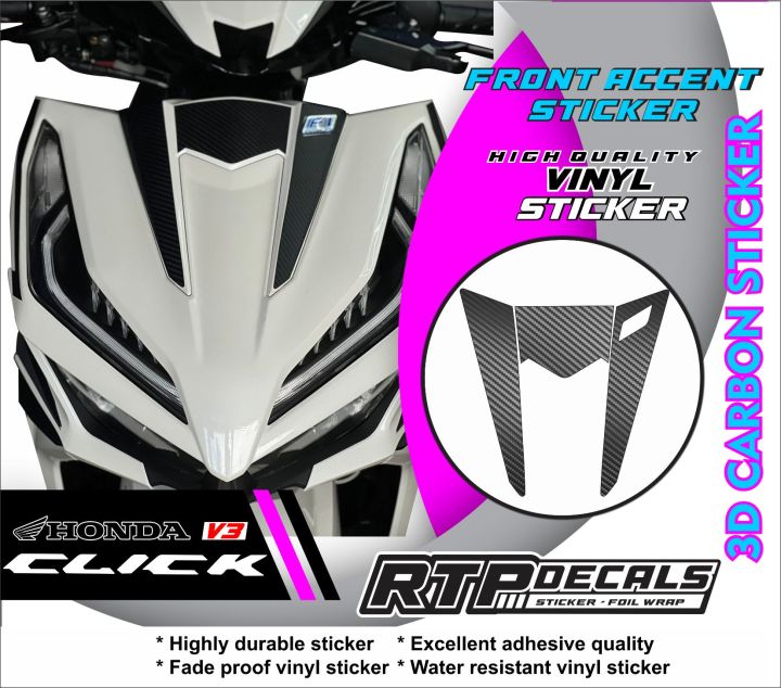 HONDA CLICK V3 FRONT ACCENT CARBON FIBER STICKER CUT-OUT AVAILBLE ALL ...