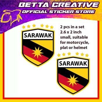 Small Stickers - Sarawak Star 2 pcs Motor / Helmet / Laptop / Slap ...
