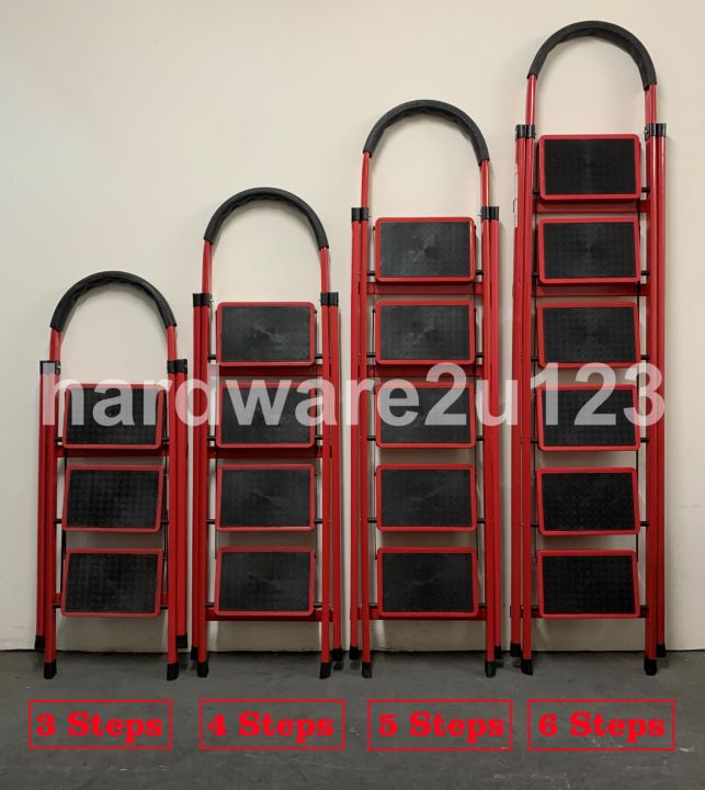 3/4/5/6 Steps Heavy Duty Lightweight Elegant Foldable Stair Ladder With ...