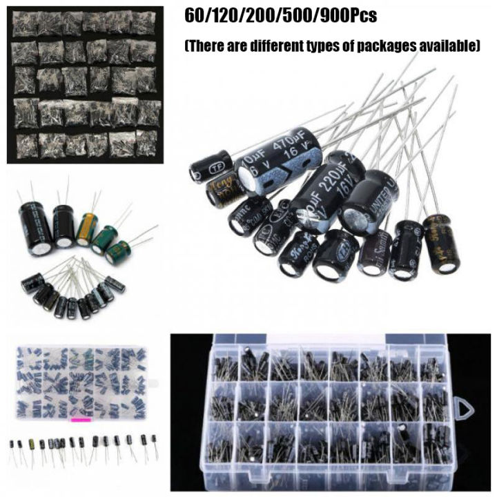 Electrolytic Capacitor 60-900pc Assortment Kit 4 values 0.1-2200uF ...