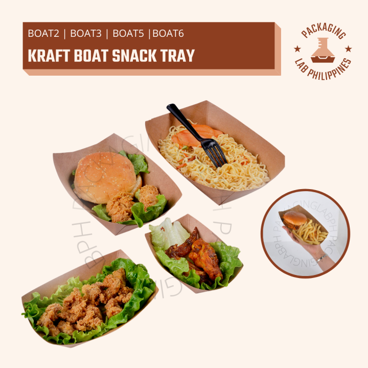 [50pcs] Kraft Boat Snack Tray | Lazada PH